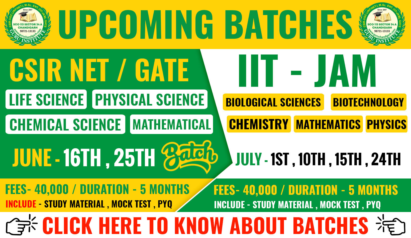 98721-13133-CSIR NET Coaching In Chandigarh - Guru Institute - UGC NET ...